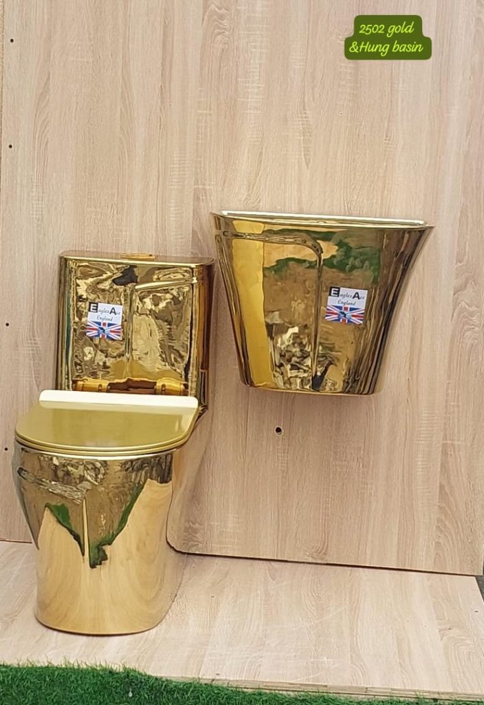 Gold water closet(W.C) with wall hung basin – Xerxes Wares